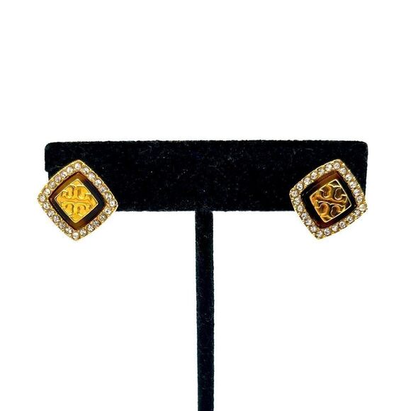 Tory Burch | Jewelry | Tory Burchstud Logo With Paved Crystals | Poshmark